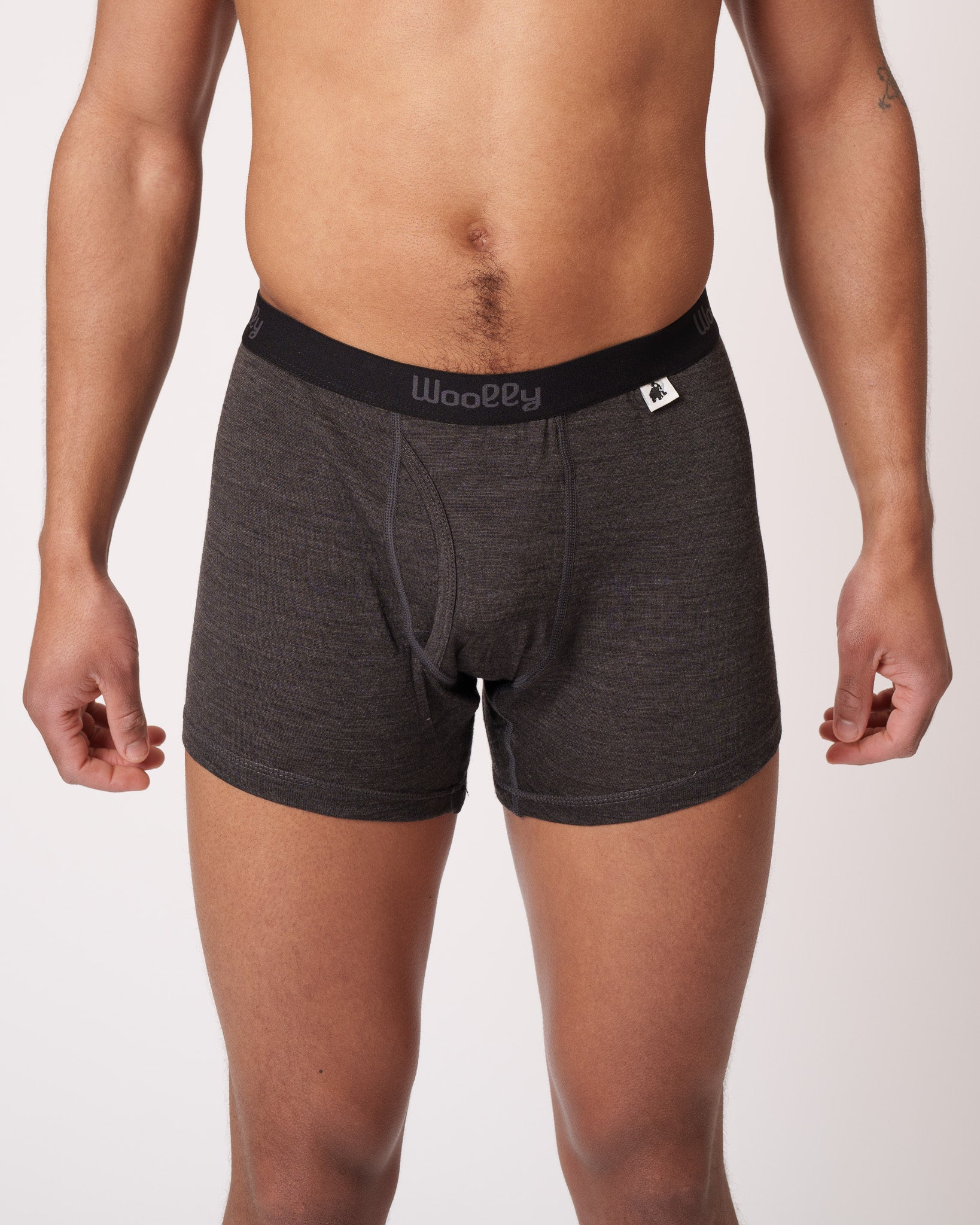 Woolly Clothing Co Premium Stink Free Mens Merino Wool Boxer Brief Black L